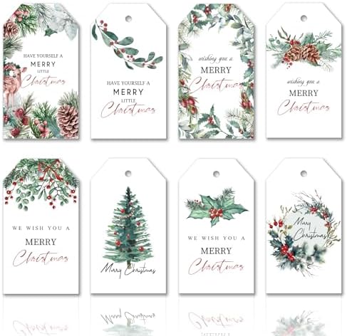 Amazon.com: 50Pcs Christmas Gift Tags with Hemp Rope Christmas Paper ...