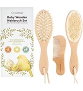 Amazon.com: Baby Hair Brush and Baby Comb Set - Wooden Baby Brush with ...