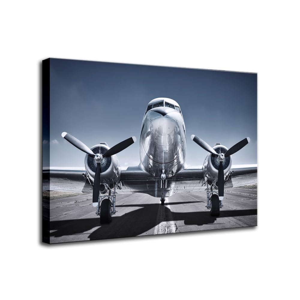 Amazon.com: Airplane Wall Art Canvas Aircraft on a Runway Picture ...