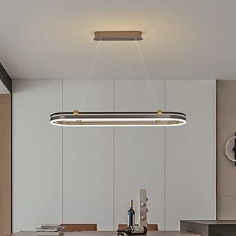 LED Oval Dining Table Pendant Light Modern Dimmable with Remote Control ...