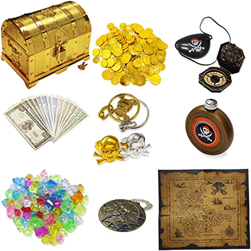 Snapklik.com : 175 Pieces Pirate Treasure Chest Toy Kit Vintage Pirate ...