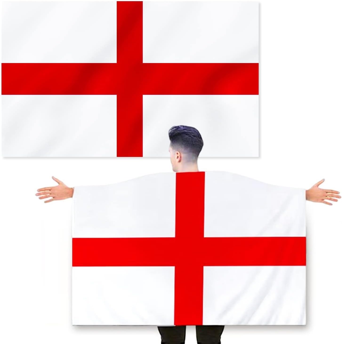 Large England Flag 5X3FT With Sleeve Wearable St George For Football ...