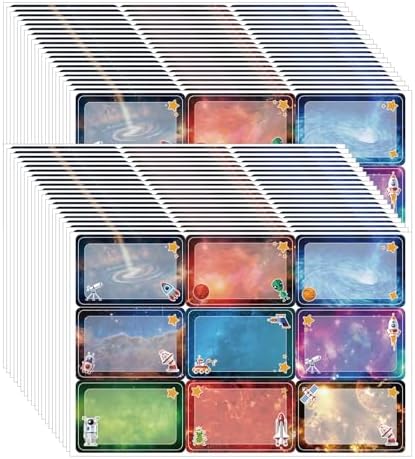 Amazon.com : Wonmon 180 PCS Outer Space Name Tags Stickers, Space Theme ...