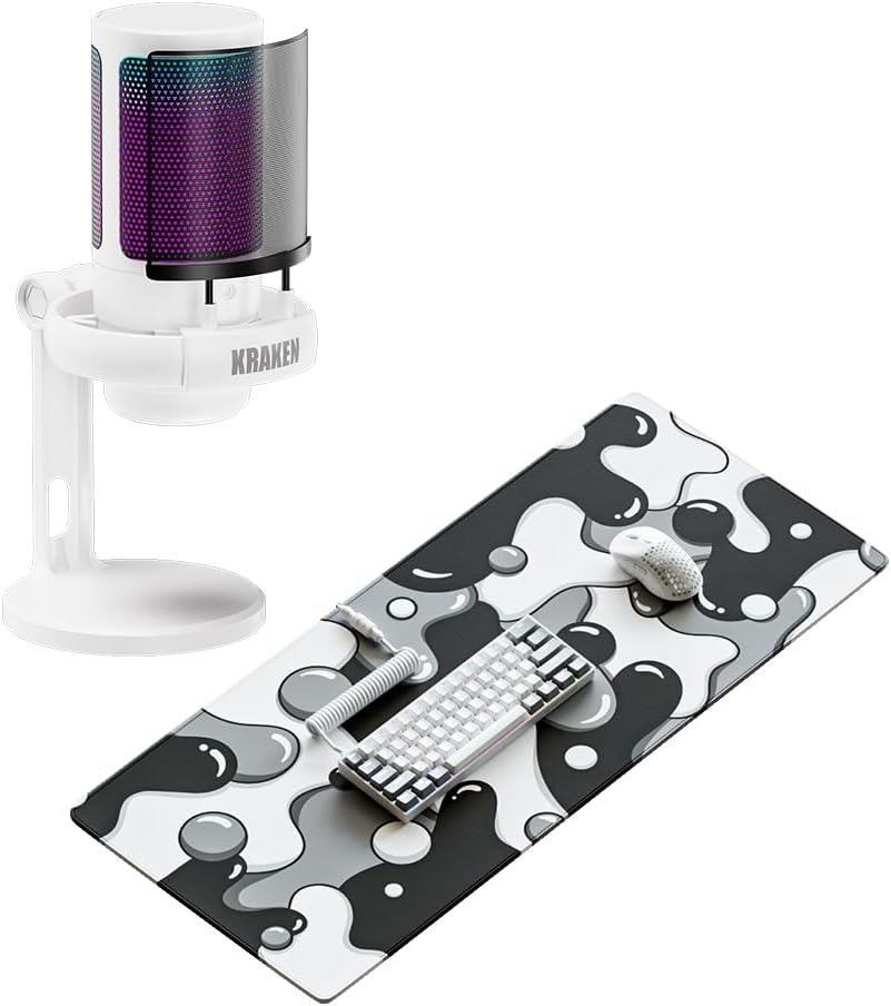 Amazon.com: Kraken XXL Drip Black & White Mouse Pad Gaming Mousepad ...