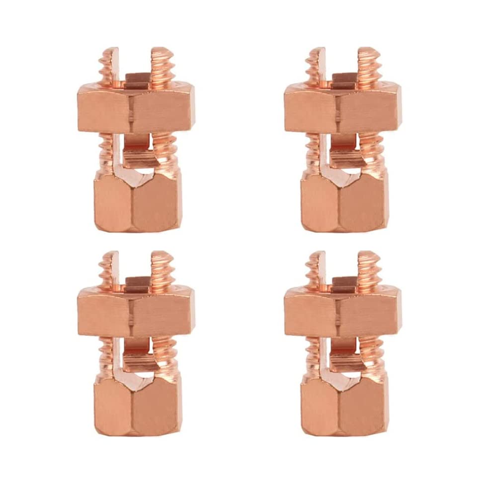 Snapklik.com : 4PCS Split Bolt Connector Copper Grounding Clamps For ...