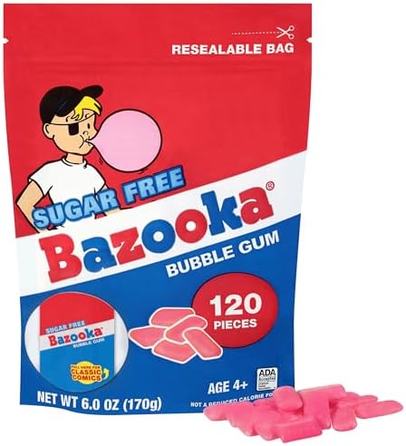 Amazon.com : Bazooka New Sugar-Free Bulk Bubble Gum Pellets, Resealable Candy Bag for Sharing ...