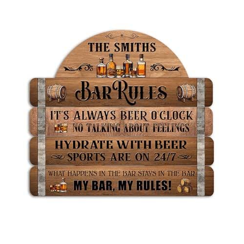 Amazon.com: THUYPT Bar Rules Sign for Home Bar, Personalized Bar Wooden ...
