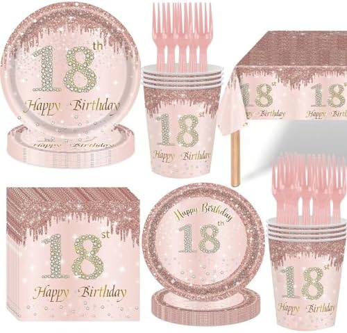 Amazon.com: 239 PCS Rose Gold 18th Birthday Party Decorations for Girls ...