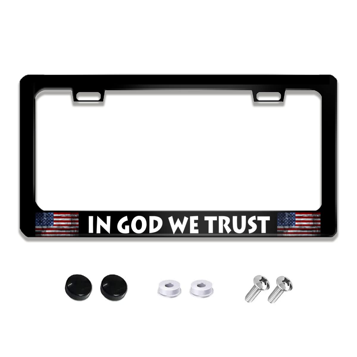 Amazon.com: in God We Trust License Plate Frame with American Flag ...