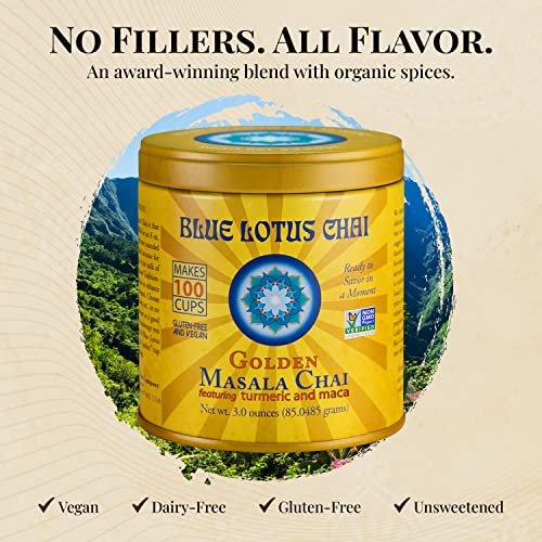 Blue Lotus Chai - Golden Masala Flavor Chai - Makes 100 Cups - 3 Ounce ...