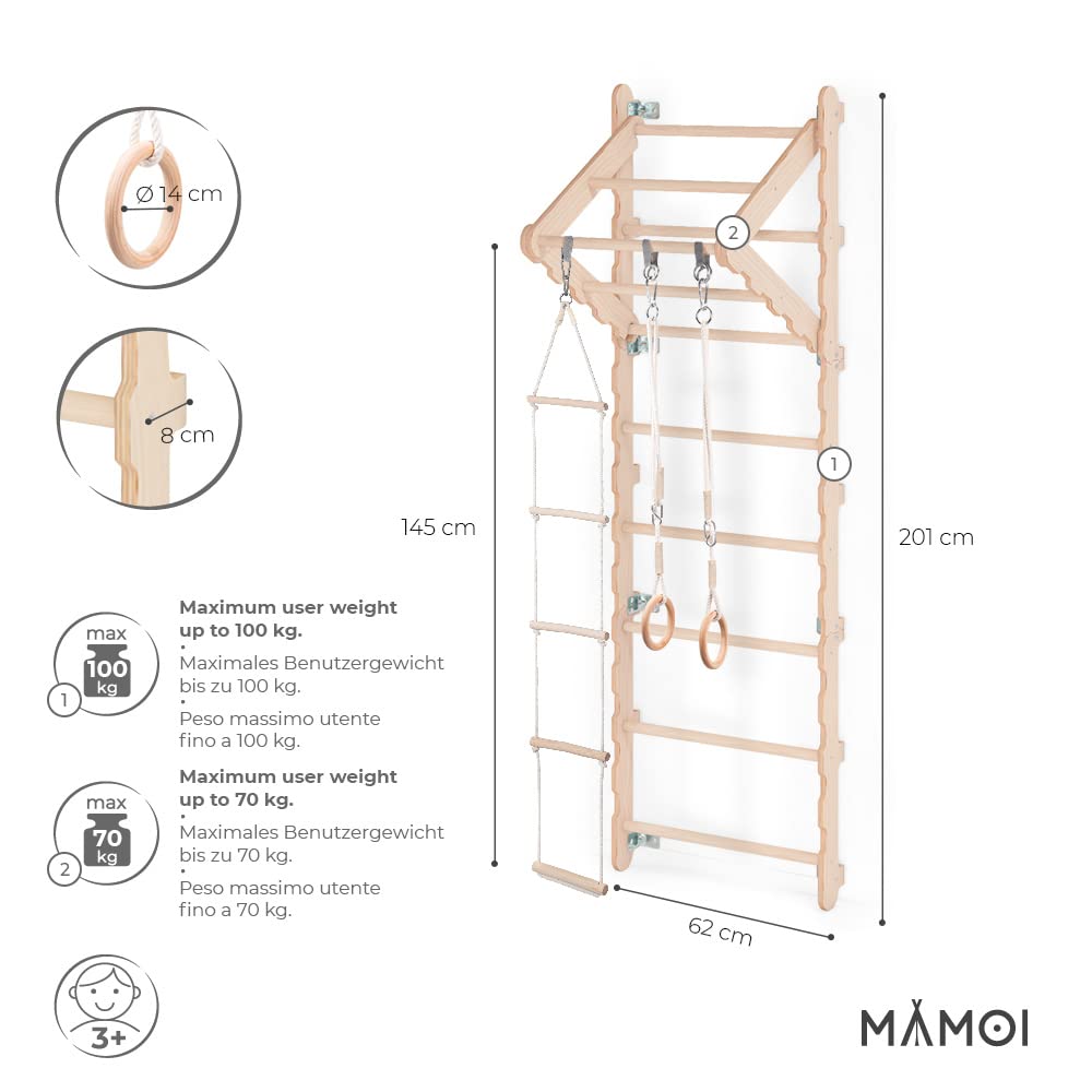 Buy MAMOI® Kids climbing wall | Climbing ladder Swedish wall Swedish ...