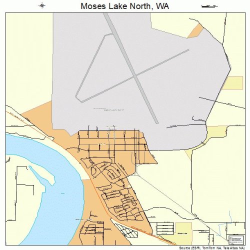 Large Street & Road Map of Moses Lake North, Washington WA - Printed ...