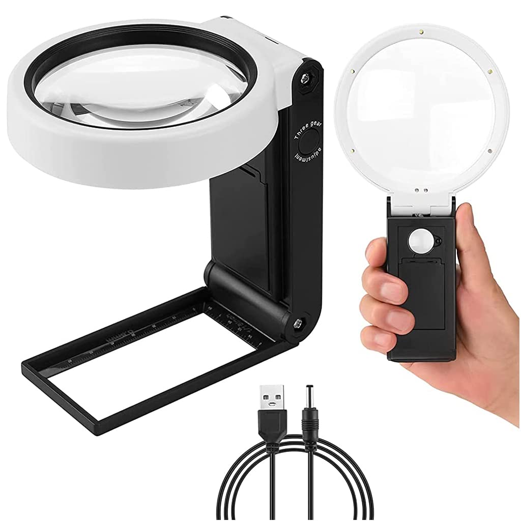 Climberty® 6X/25X Magnifying Glass for Reading, 6 LED Lights 2 UV ...