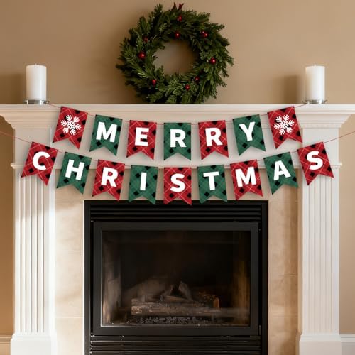 Christmas Banner Merry Christmas Banner Garland Red Green Merry ...