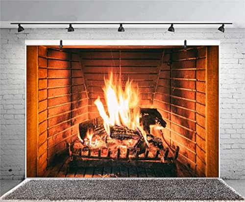 Amazon.com: Laeacco Fireplace Backdrop Polyester 5x3FT Burning ...