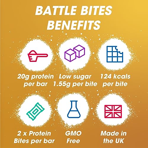 Battle Bites High Protein and Low Carb/Sugar Bars 12 x 62 g - Caramel ...