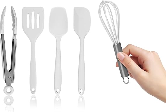 Country Kitchen Set of Five White and Gunmetal Silicone MINI Kitchen ...