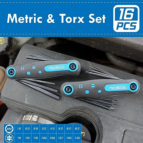 HemBorta Folding Allen Key Set & Security Torx Key Set 16pcs, Fold-Up ...