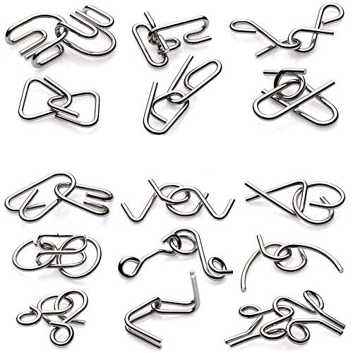 Metal Wire Puzzles 6-Piece Set | 3D Interlocking Brain Teaser Toy ...