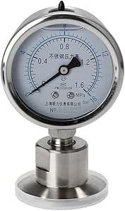 Amazon.com: Aurorad Manometer Tri Clamp Diaphragm Pressure Gauge SS304 ...