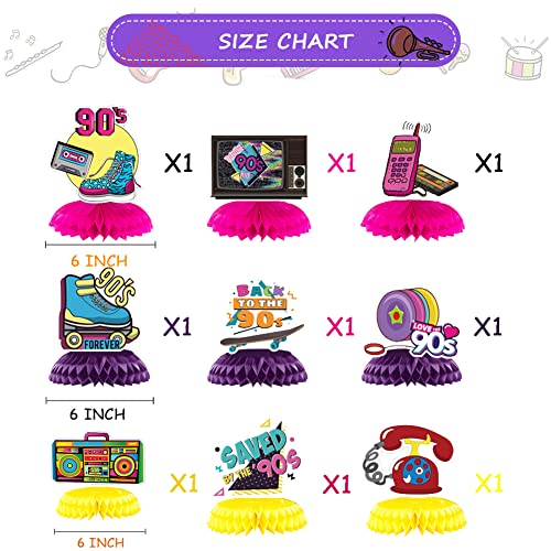 90s Party Table Decorations, 1990s Theme Honeycomb Centerpieces, 90s ...