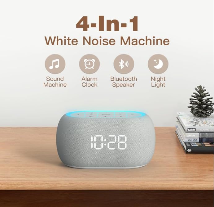 Anjank White Noise Sound Machine Clock With Bluetooth Speaker 21 ...