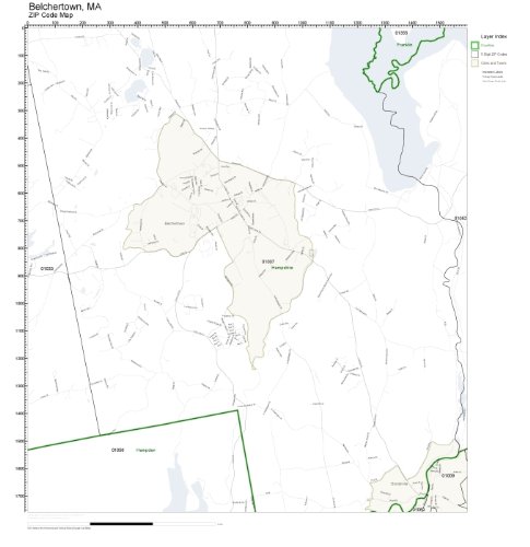 Amazon.com : ZIP Code Wall Map of Belchertown, MA ZIP Code Map ...