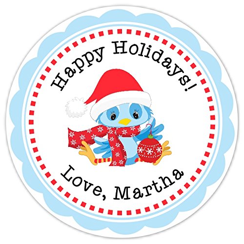 Amazon.com: Happy Holidays Stickers, Party Favors, Cute Baby Bluebird ...
