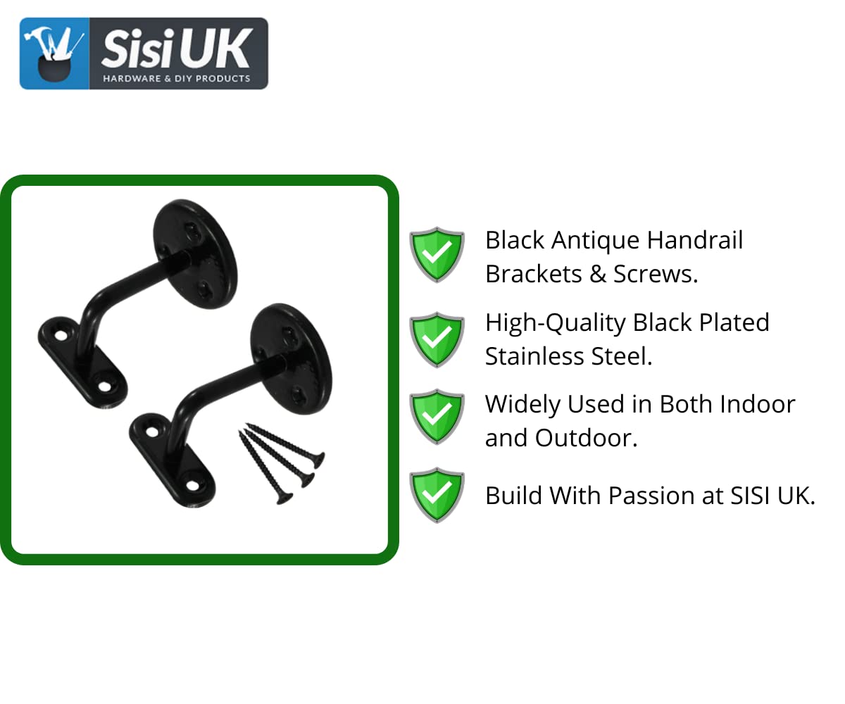 Black Support Wall Mounted Handrail Brackets Banister Support Handrail ...