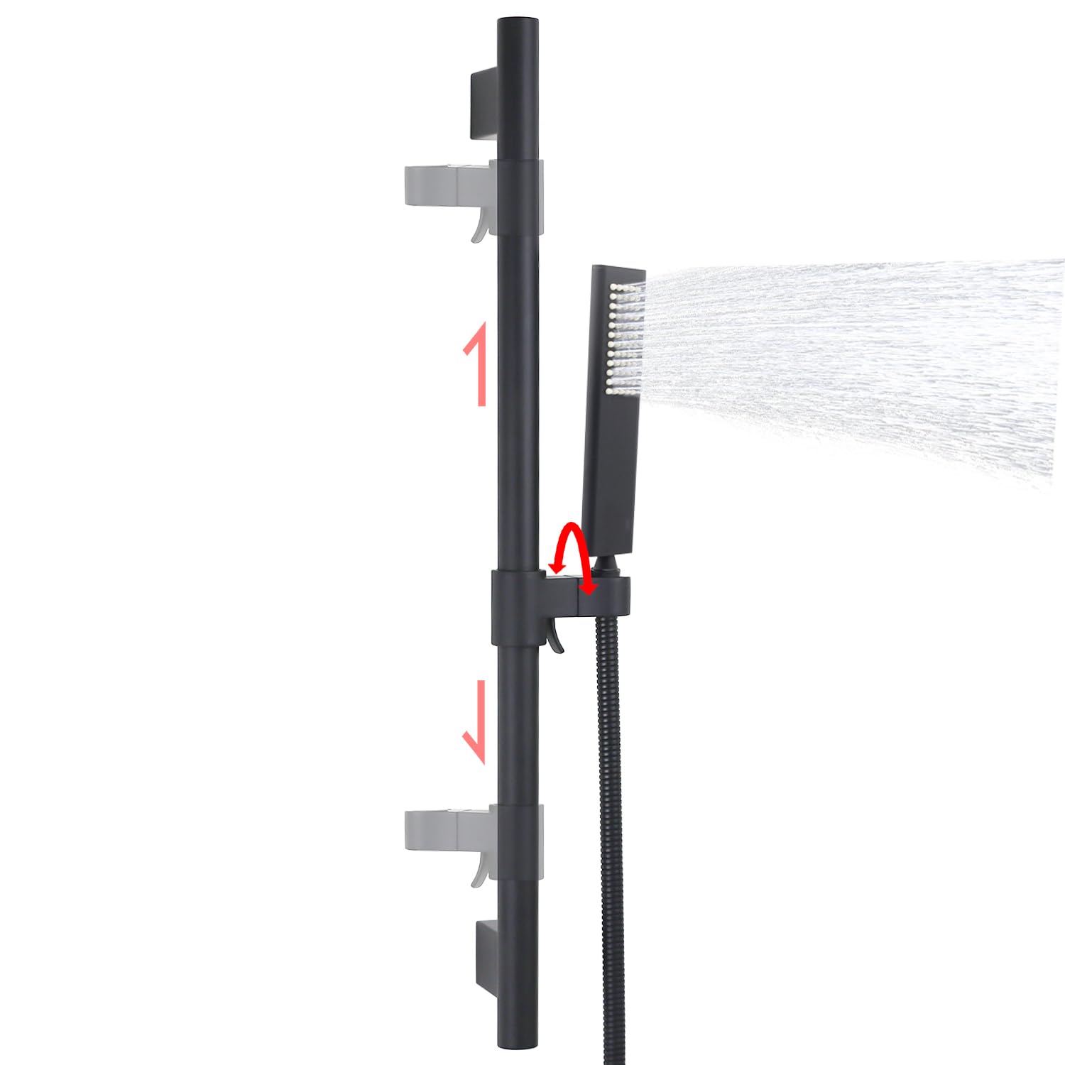 NPYSVSSS Hand Held Shower Head with Slide Bar, Matte Black Shower Slide ...
