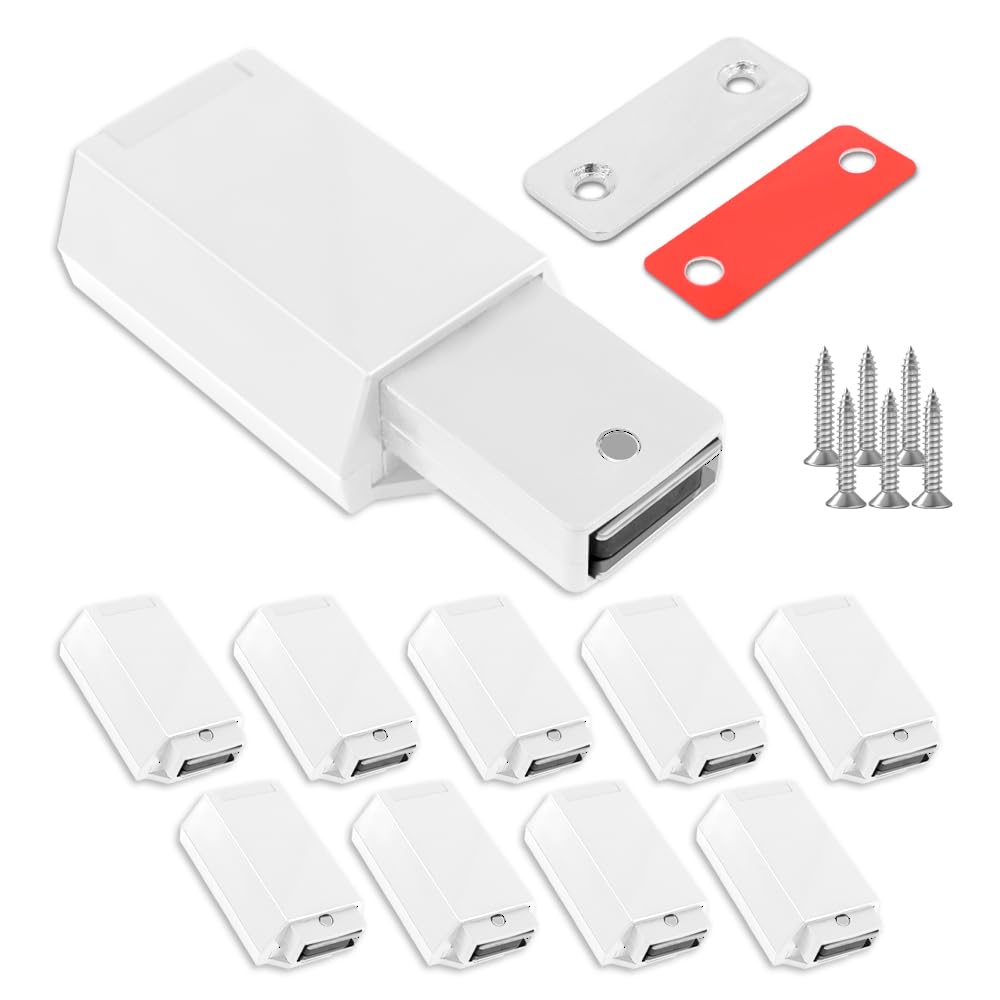 Redunest Heavy Duty Push to Open Door Latch,10 Pack White Magnetic Push ...