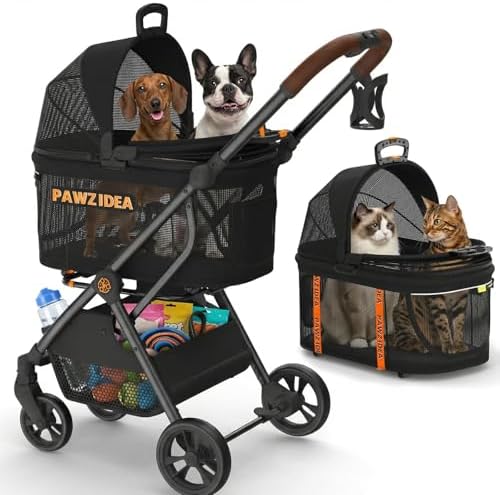 Amazon.com: PAWZIDEA Pet Stroller 4 in 1, Foldable Cat Stroller with ...