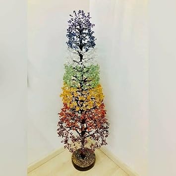 Amazon.com: Natural Seven Chakra Vastu Tree with 5000 Gemstones Golden ...