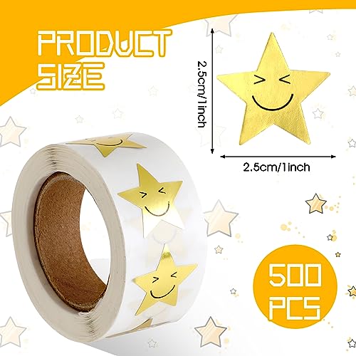 Prasacco 500 Pieces Golden Star Smile Face Stickers, Star Stickers for ...