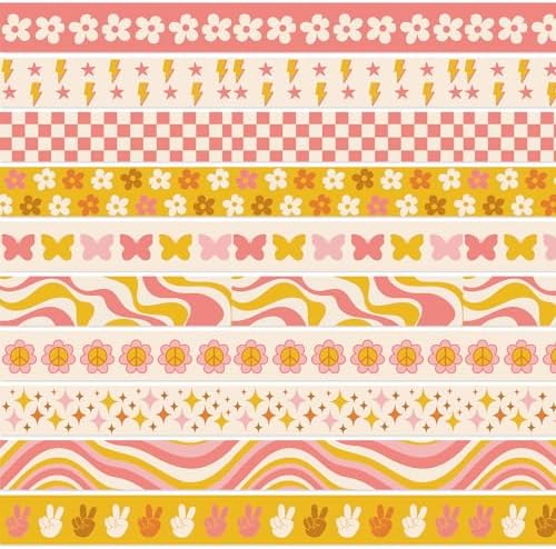 Amazon.com: Whaline 80.4Ft Retro Groovy 70s Bulletin Board Borders Boho ...