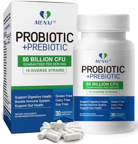 Probiotics 50 Billion CFU, 18 Strains + Prebiotics - Supports Digestive ...