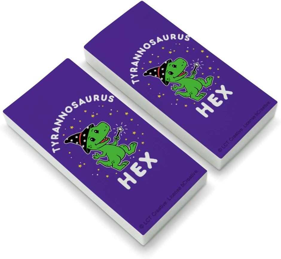 Amazon.com: Tyrannosaurus Hex T-Rex Wizard Witch Funny Humor Eraser Set ...