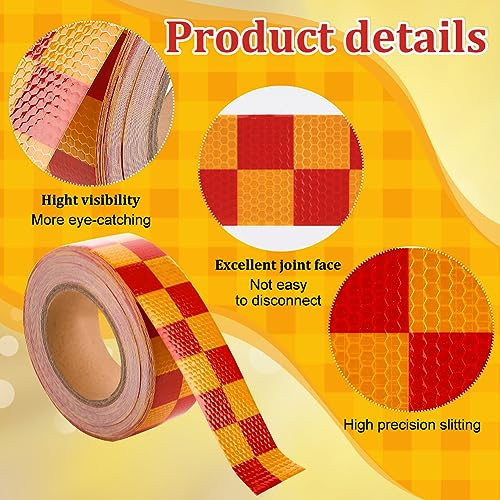 GORGECRAFT 5cm x25m Reflective Hazard Warning Tape Gold Red Plaid High ...