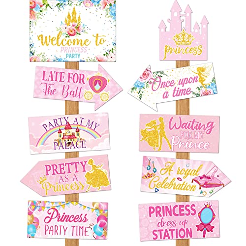 20 Pieces Princess Birthday Party Decorations Princess Welcome Sign ...