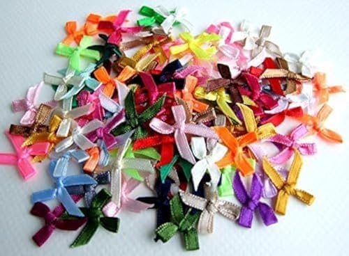 Amazon.com: Colorful 100 Assorted Smallest Satin Ribbon Bows Size 10 mm ...