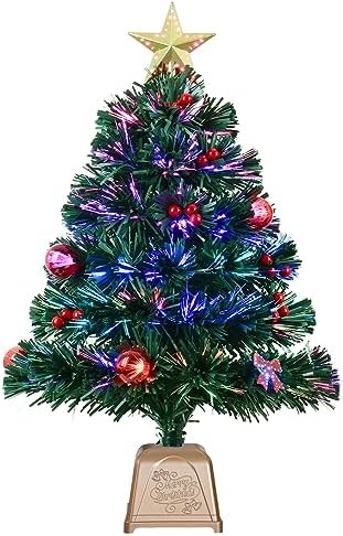 Amazon.com: OasisCraft 3ft Prelit Fiber Optic Christmas Tree ...