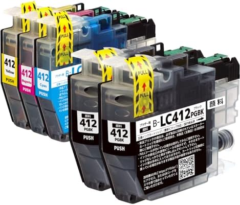 Amazon.co.jp: LC412 (PGBK×2/C/M/Y)【顔料5本】 最新 互換 インクカートリッジ 412 LC412-4PK ...