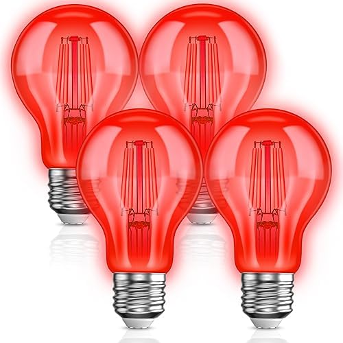 UNILAMP Red Light Bulbs, Red Glass Filament Light Bulb, 4W Red LED ...