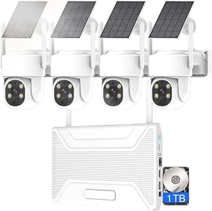 Amazon.com : 4MP Wireless WiFi Solar Power Security Camera System with ...