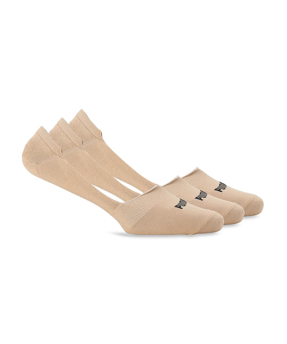 PUMA Cotton Unisex-Adult Basic Footie Plain 3P No Show Socks, Beige, 39 ...