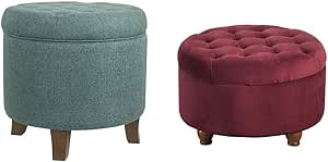 Amazon.com: HomePop Round Storage Ottoman Large Round Storage Ottoman ...