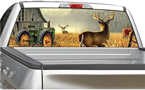 Amazon.com: Whitetail Buck Deer Farm Scene Rear Window Graphic Decal ...