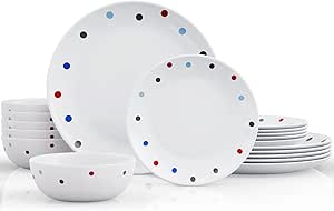 Amazon.com | 18-Piece Kitchen Dinnerware Set, MEKY Colorful Polka Dots ...