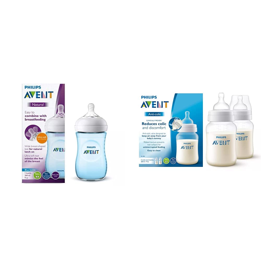 Buy Philips Avent Natural 2. 0 Blue Feeding Bottle 260ml SCF035/10 with ...