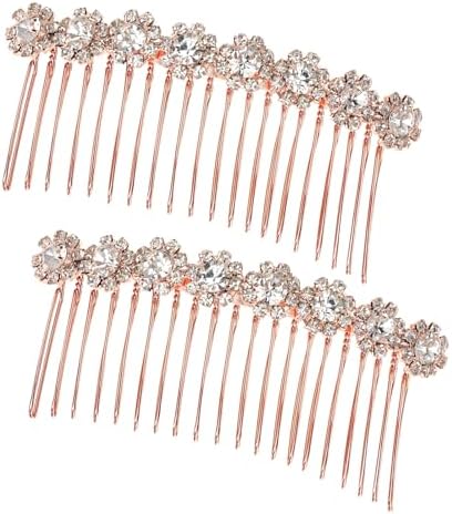 Amazon.com : 2 Pieces Rhinestone Hair Side Comb 20 Teeth Decorative ...